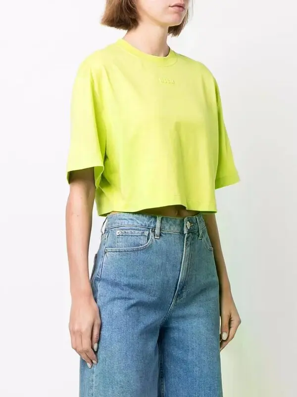 MSGM Cropped Logo T-shirt