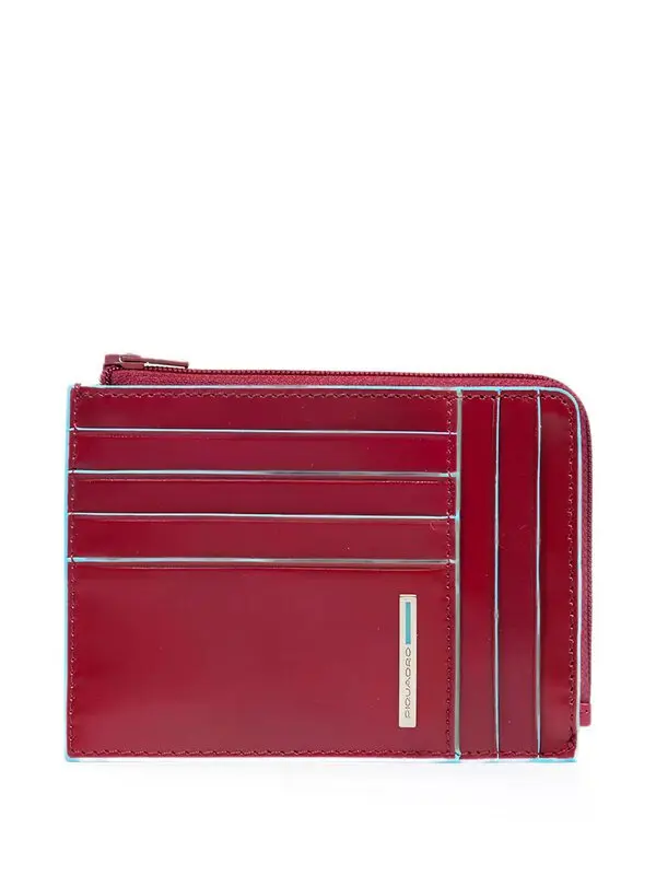 PIQUADRO Zipped Leather Card Holder - Red