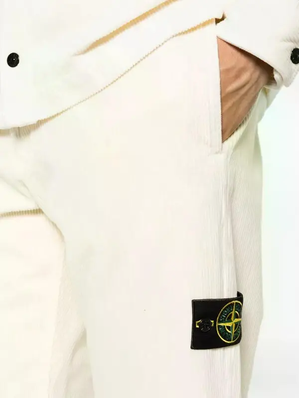 Stone Island Corduroy Trousers With Compass Motif