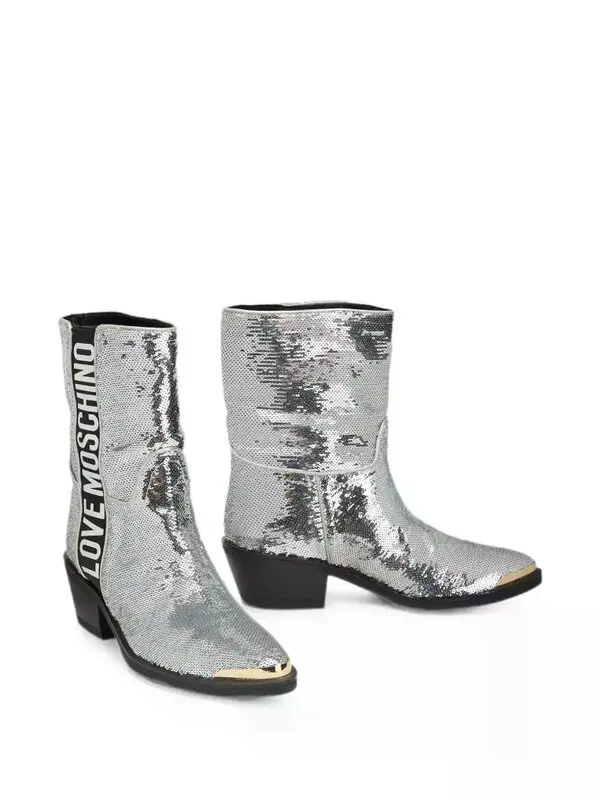 Moschino Sequin-embellished Logo-print Boots