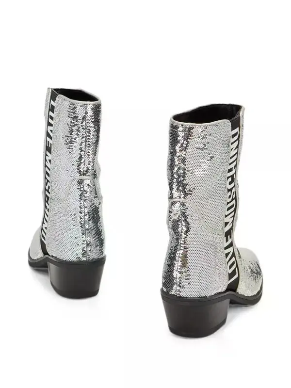 Moschino Sequin-embellished Logo-print Boots