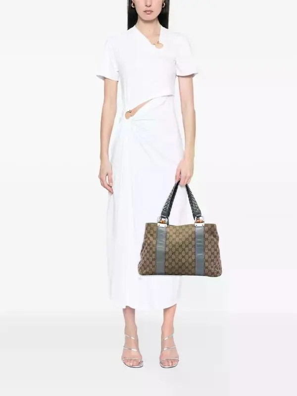 Gucci Gg Canvas Bamboo Tote Bag