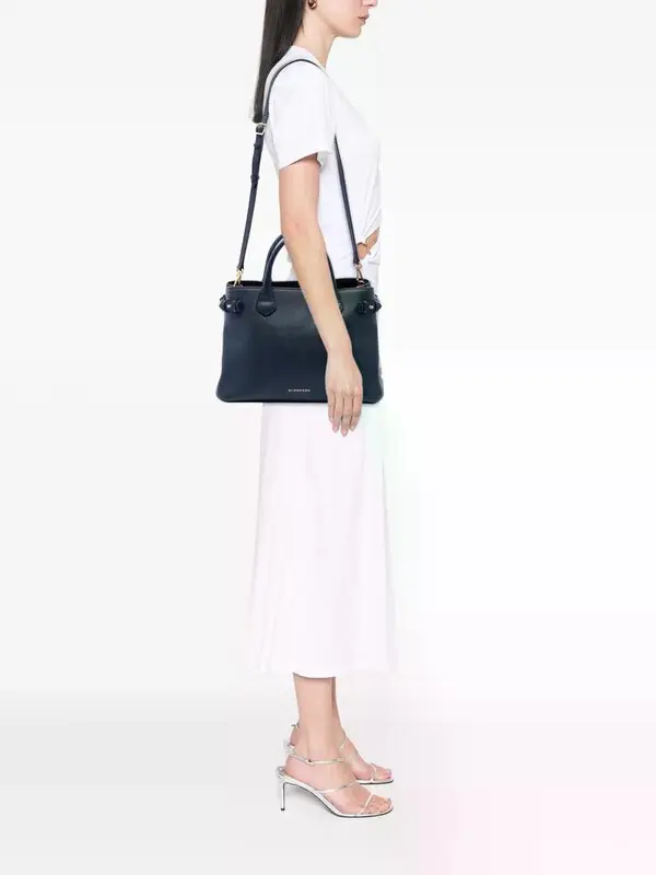 Burberry Leather And House Check Banner Satchel