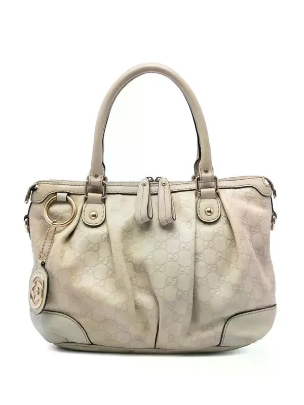 Gucci Monogram Leather Satchel - Brown