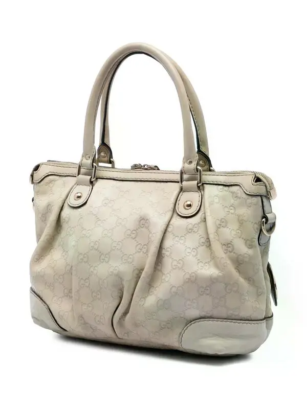 Gucci Monogram Leather Satchel - Brown