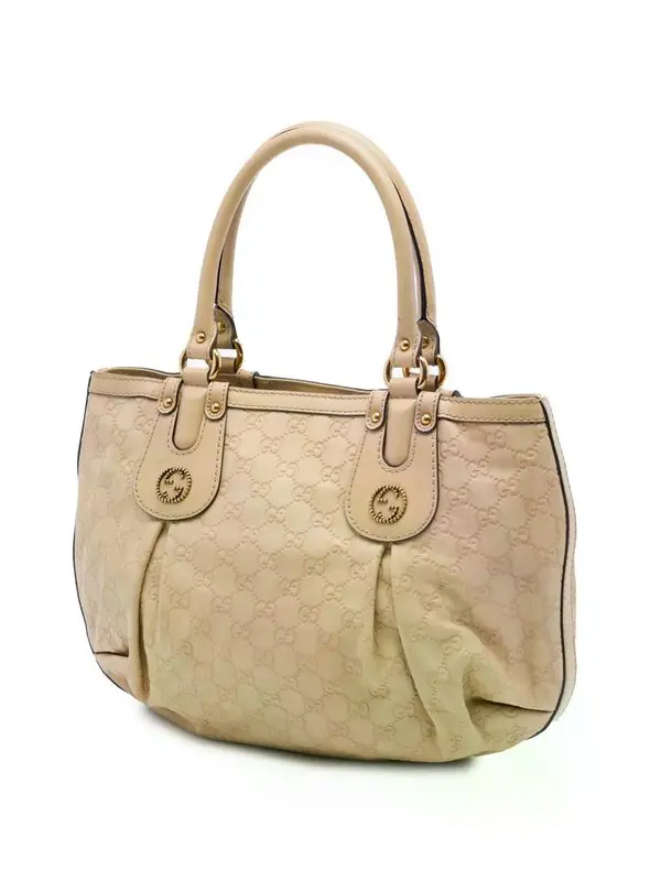 Gucci Embossed Leather Tote Bag - Neutrals