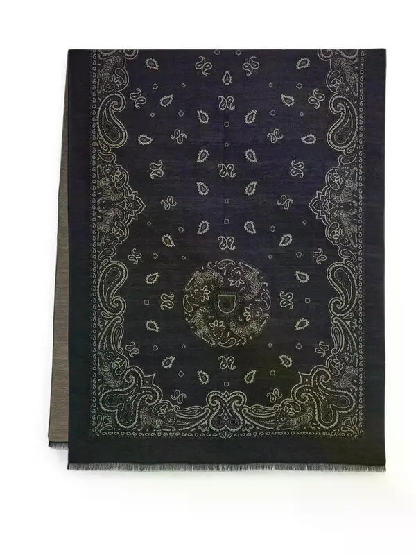 FERRAGAMO Arabesque Print Stole - Blue