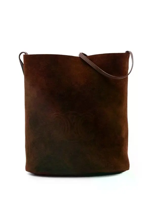 Celine Triomphe Suede Bucket Bag - Brown