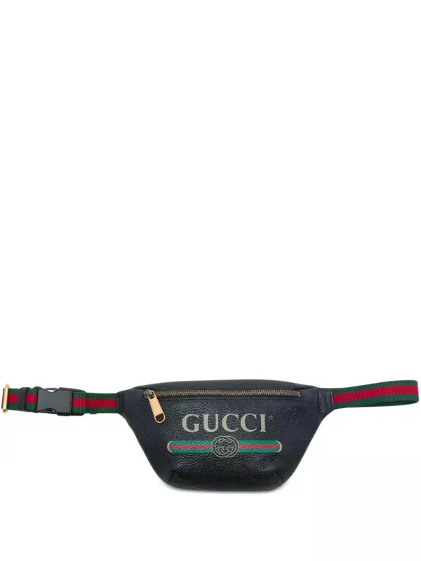 Gucci Grained Calfskin Web Logo Belt Bag