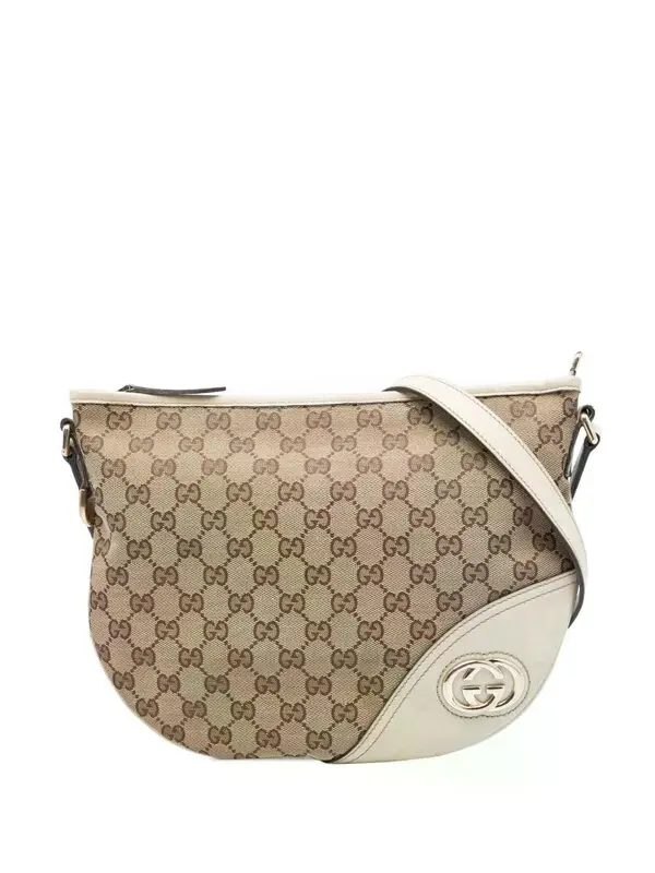 Gucci Medium Gg Canvas New Britt Half Moon Crossbody Bag - Neutrals