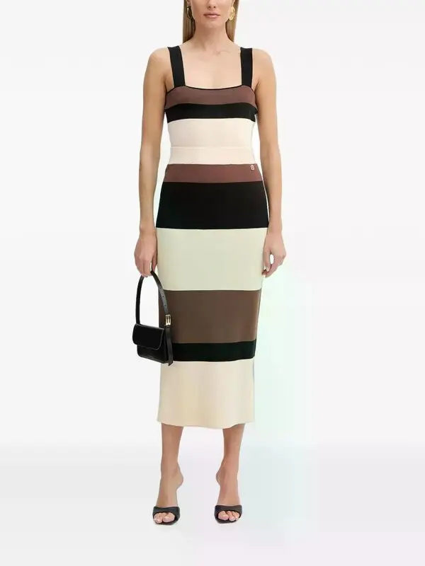 FRACOMINA Striped Logo Plaque Midi Skirt