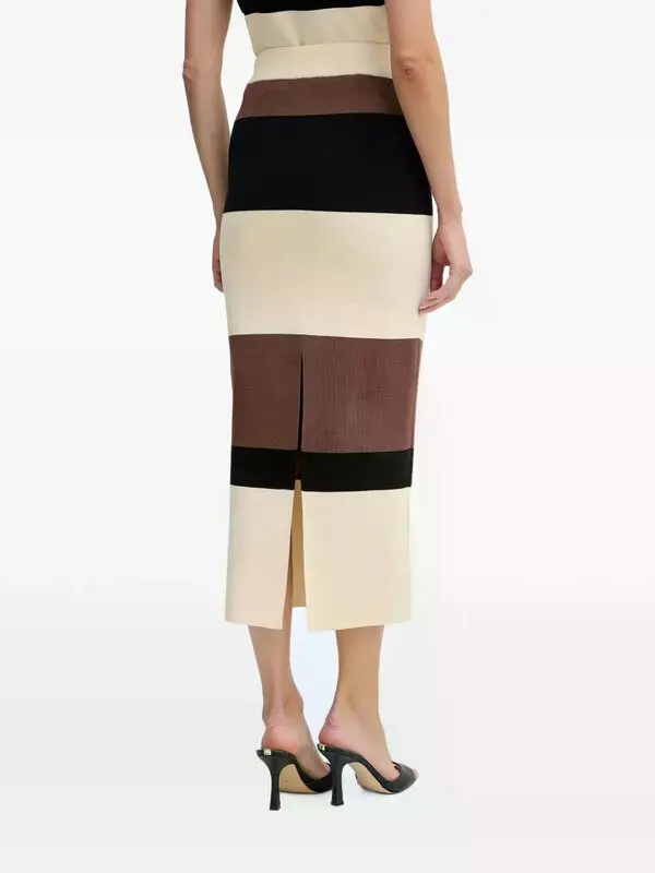 FRACOMINA Striped Logo Plaque Midi Skirt