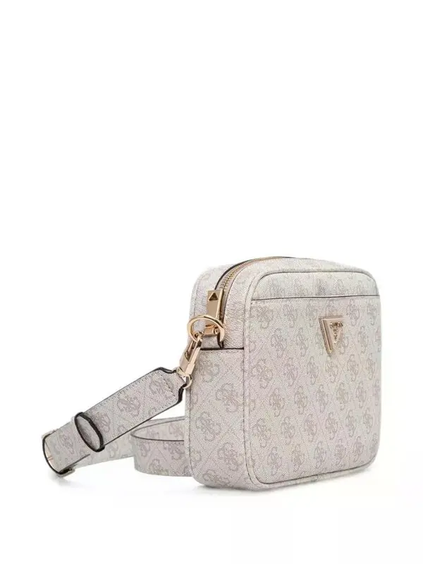 Guess Monogram Print Logo Plaque Shoulder Bag