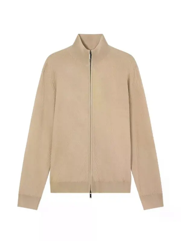 Emporio Armani Chevron-knit Zip-up Cardigan