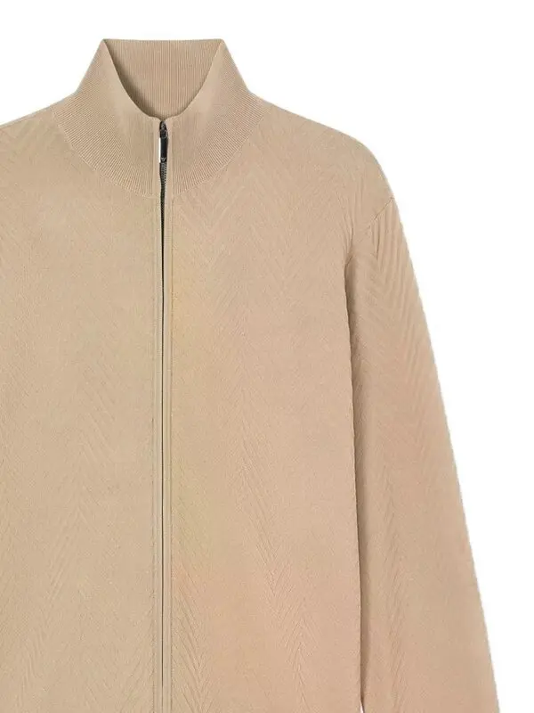 Emporio Armani Chevron-knit Zip-up Cardigan