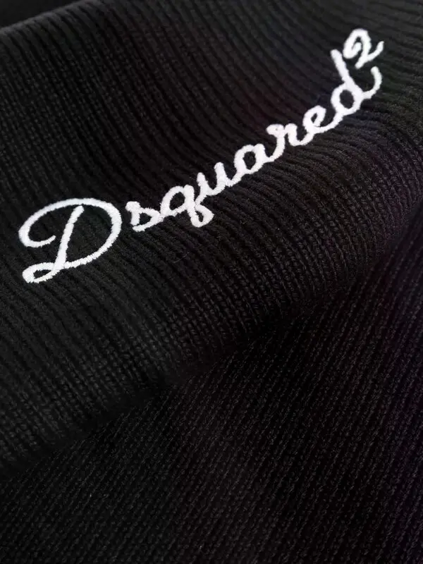 Dsquared2 Logo-embroidered Ribbed-knit Scarf