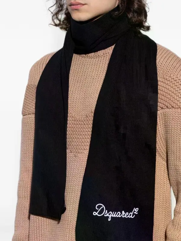 Dsquared2 Logo-embroidered Ribbed-knit Scarf
