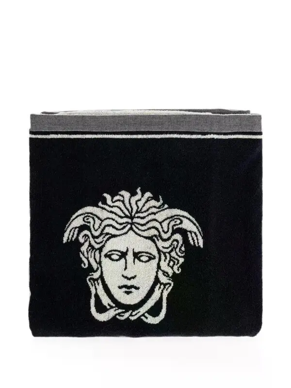 Versace Jacquard Medusa-head Bath Towel - Black