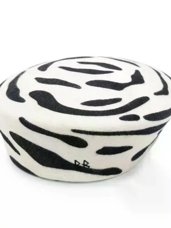 Ruslan Baginskiy Zebra Pattern Embroidered Beret