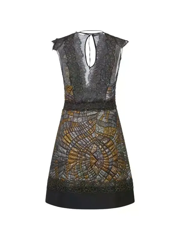 Moschino Lace-trim Metallic-effect Mini Dress