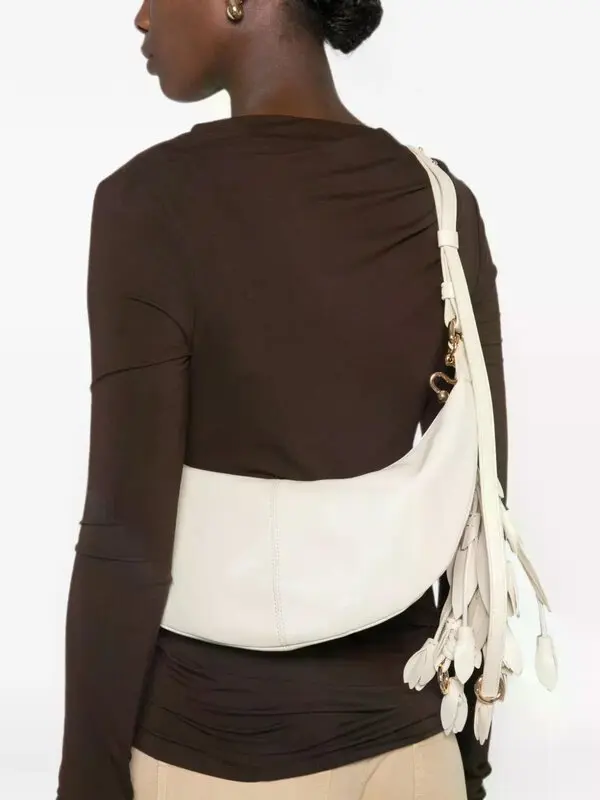 Sportmax Leather Shoulder Bag With Tassel Detail - Neutrals