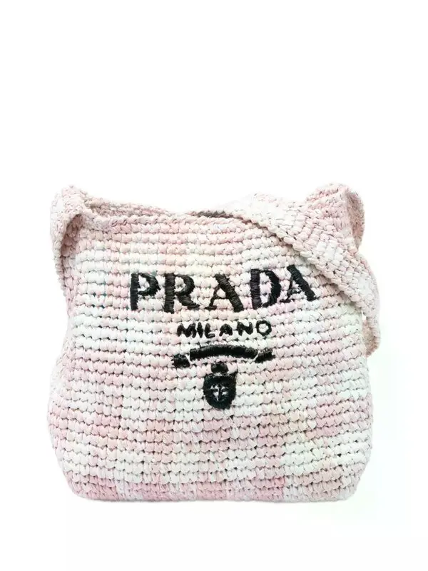 Prada Raffia Effect Crochet Crossbody Bag
