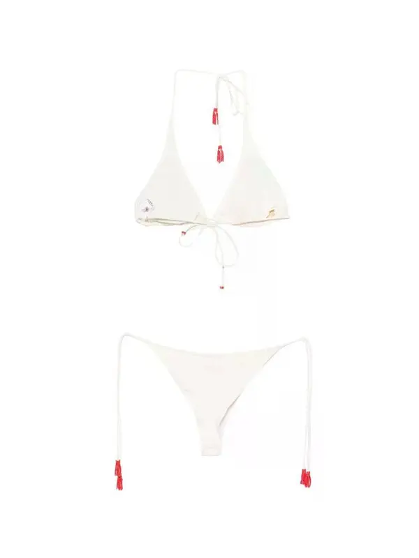 MC2 SAINT BARTH Bead-embellished Tassel Bikini - Neutrals