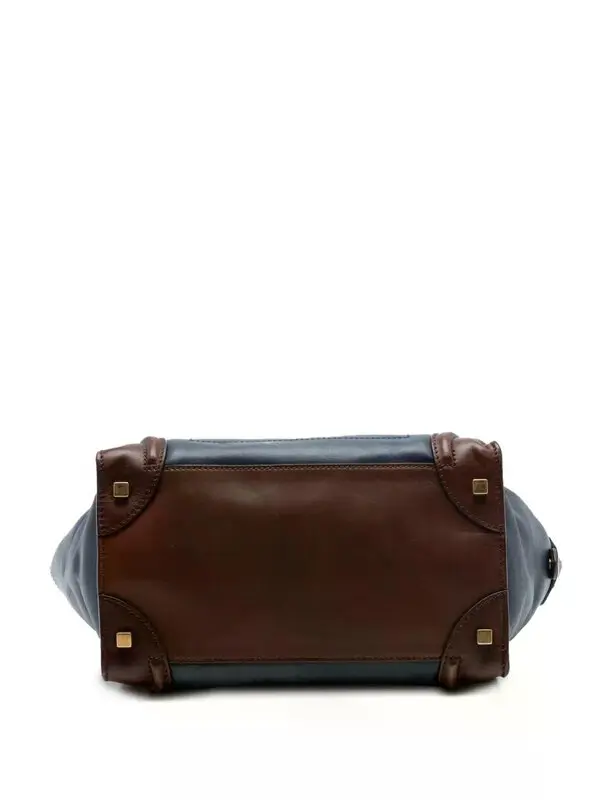 Celine Tricolor Leather Luggage Tote Bag - Blue
