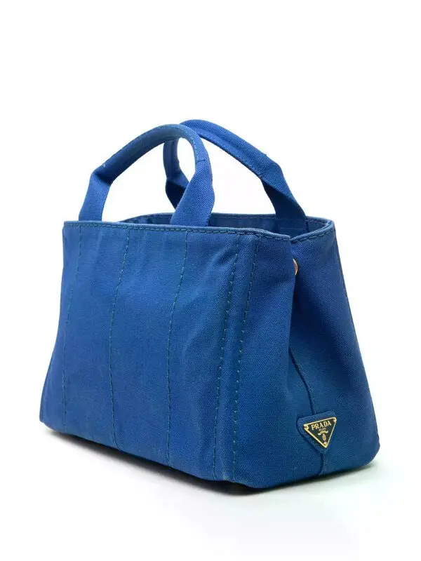 Prada Small Canvas Logo Satchel - Blue