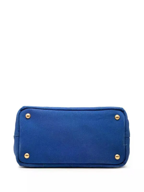 Prada Small Canvas Logo Satchel - Blue