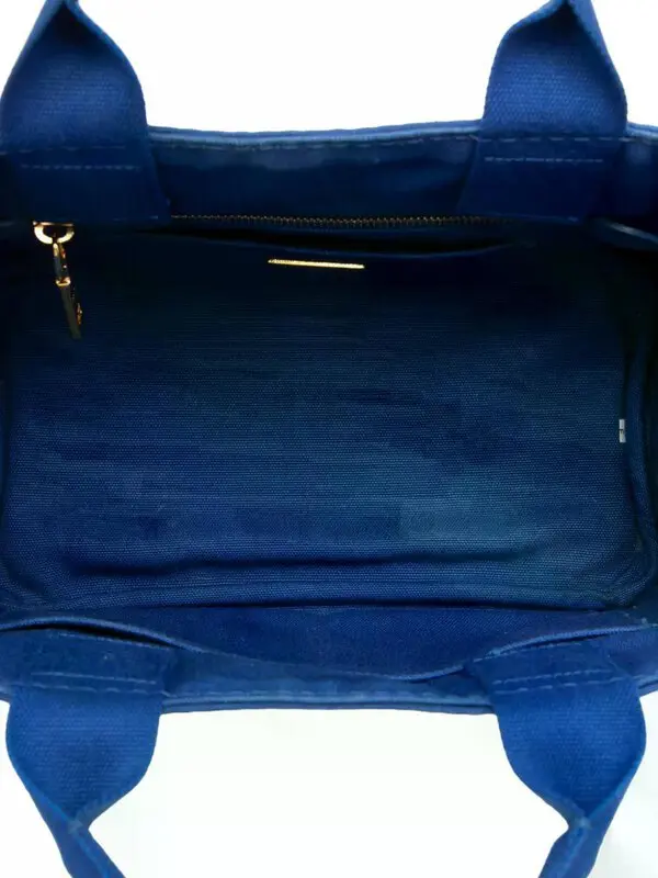 Prada Small Canvas Logo Satchel - Blue