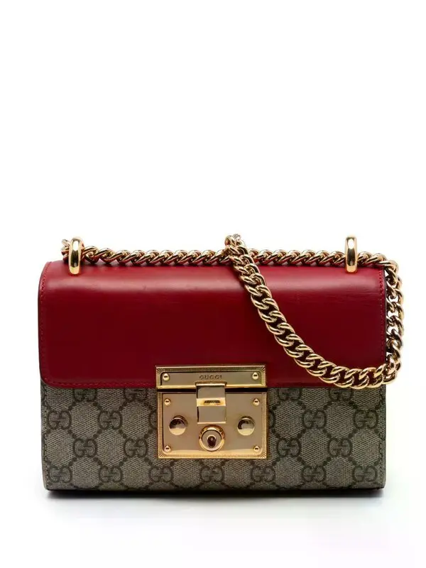 Gucci Gg Supreme Padlock Crossbody Bag - Red