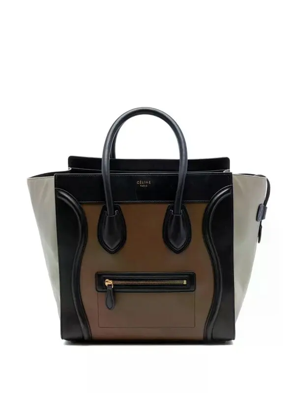 Celine Mini Tricolor Calfskin Luggage Tote Bag - Brown
