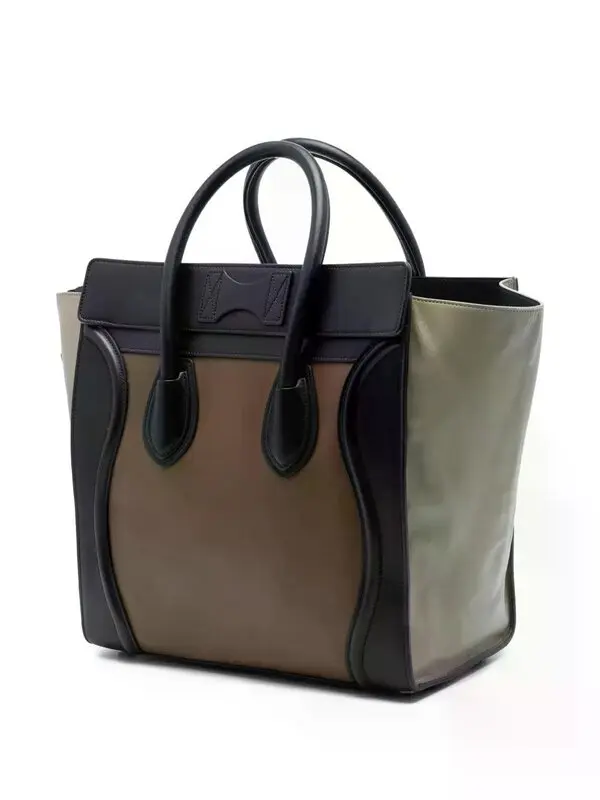 Celine Mini Tricolor Calfskin Luggage Tote Bag - Brown