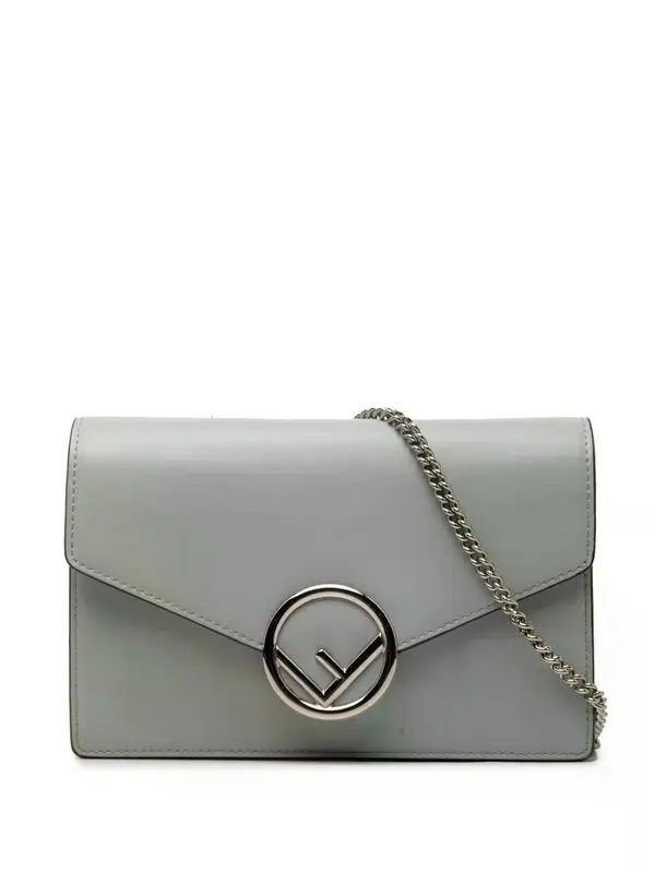 Fendi 2010-2026 Leather F Is Envelope Wallet On Chain Crossbody Bag - Grey