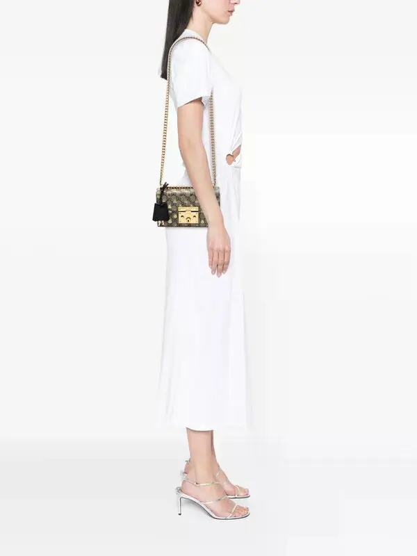 Gucci Gg Supreme Bee Padlock Crossbody Bag - Black