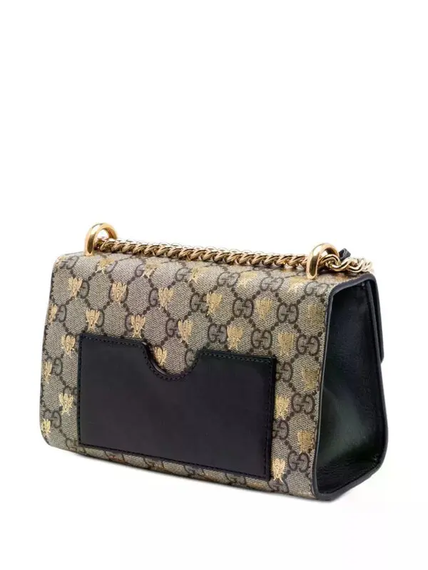 Gucci Gg Supreme Bee Padlock Crossbody Bag - Black