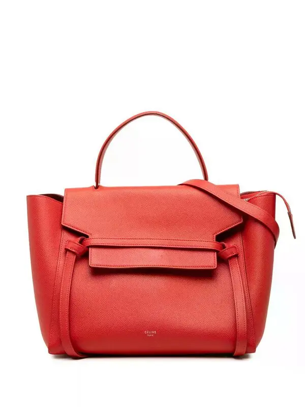 Celine 2017 Grained Calfskin Belt Bag Satchel - Red