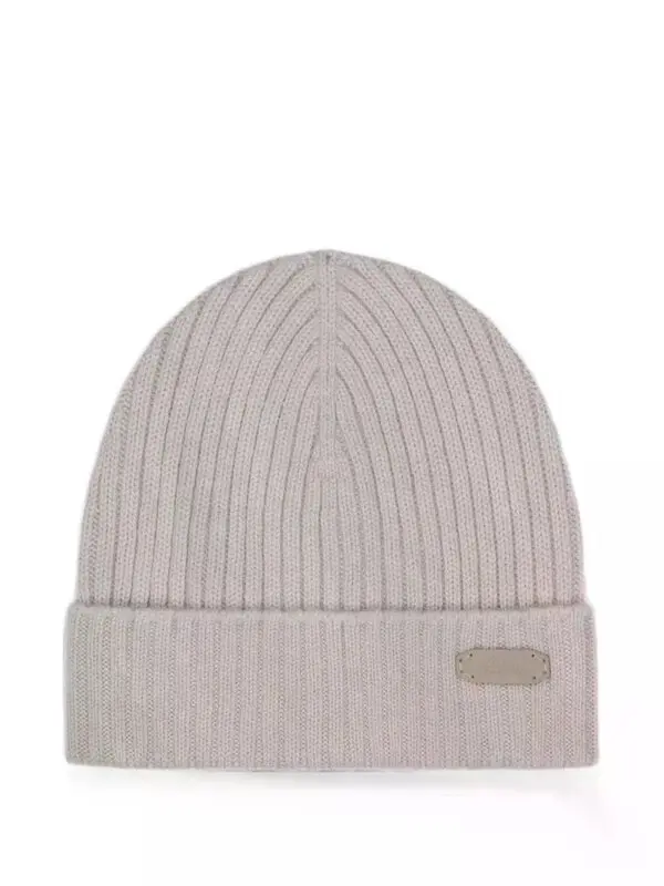 Brioni Ribbed Knit Cashmere Beanie - Neutrals