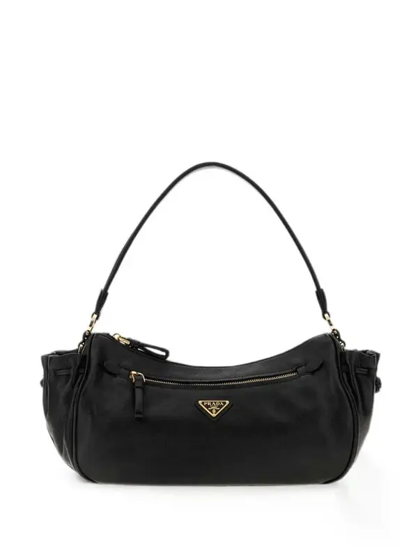 Prada Logo Plaque Leather Tote Bag