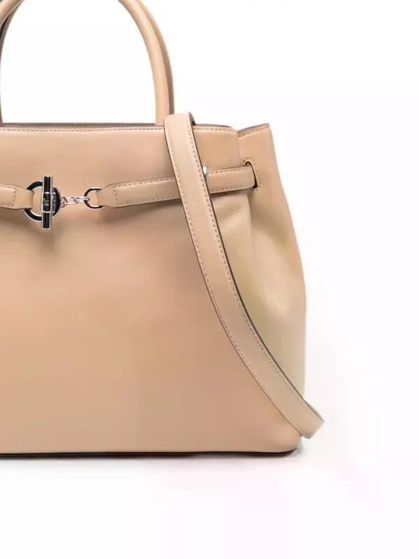 Ralph Lauren Logo-plaque Leather Tote Bag - Neutrals