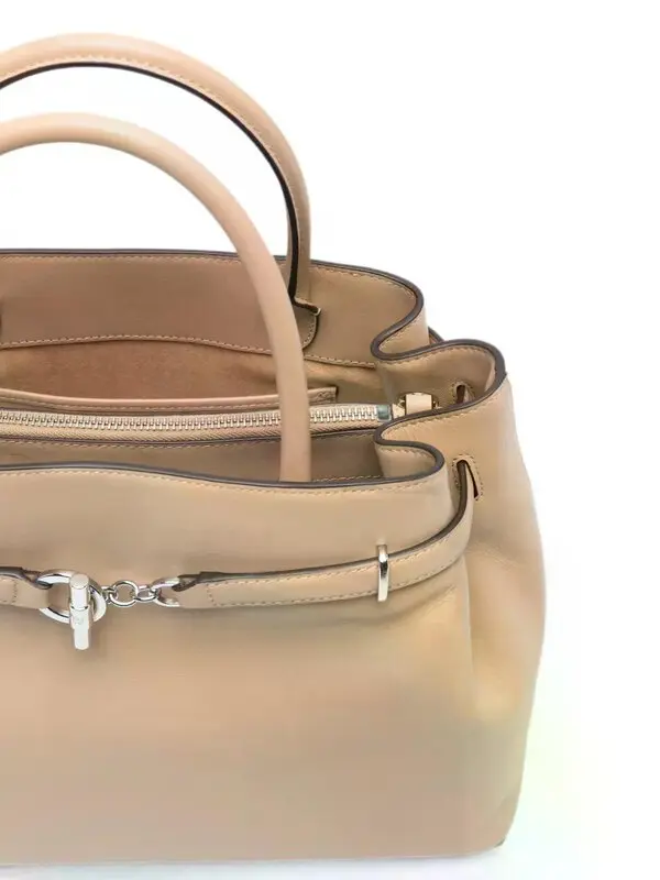 Ralph Lauren Logo-plaque Leather Tote Bag - Neutrals