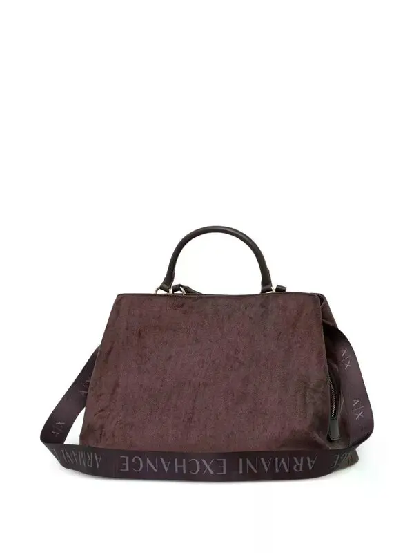 Armani Exchange Suede-effect Logo Strap Tote Bag
