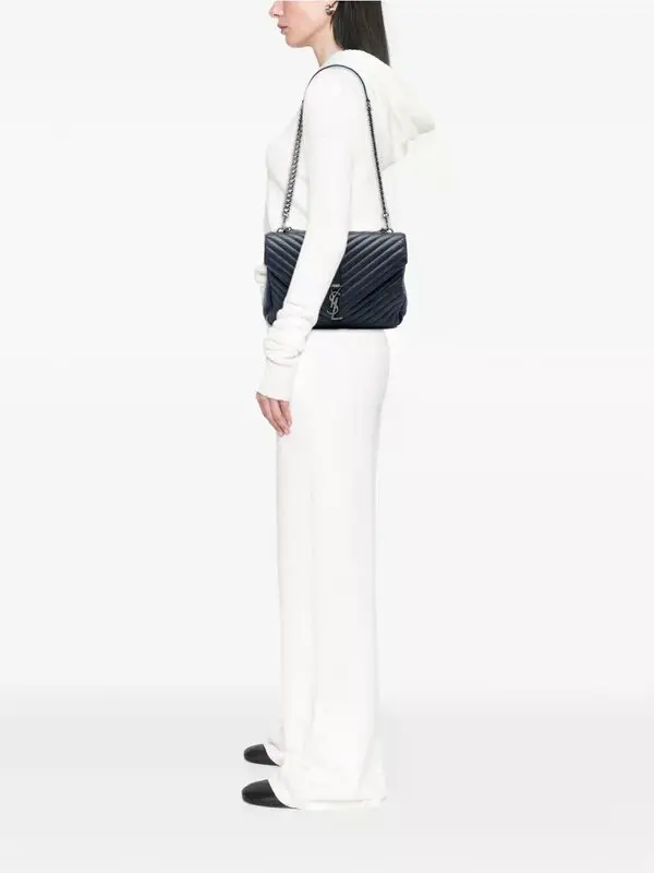 Saint Laurent Leather Monogram College Satchel - Blue