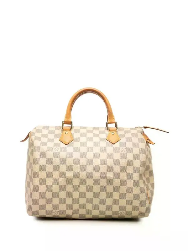 LOUIS VUITTON Damier Azur Speedy 30 Boston Bag - White