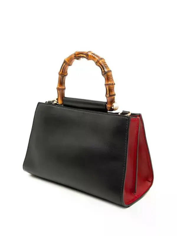 Gucci Nappa Bamboo Web Nymphaea Top Handle Bag - Black