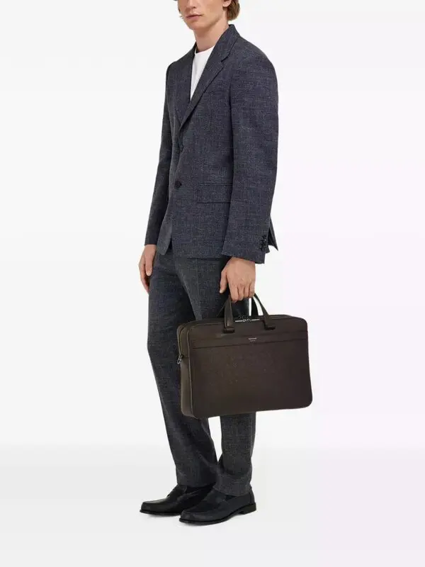 FERRAGAMO Monogram Hammered Calfskin Briefcase