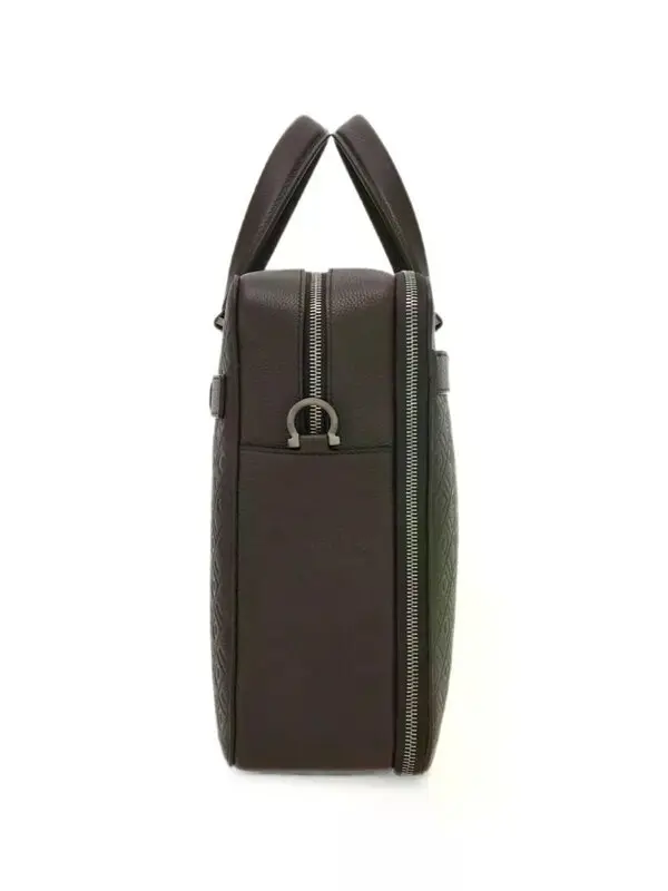FERRAGAMO Monogram Hammered Calfskin Briefcase