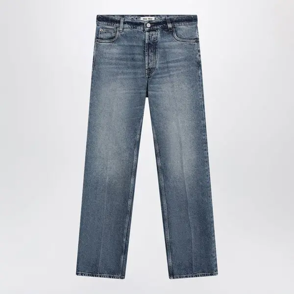 Miu Miu Stone-washed Denim Trousers - Blue