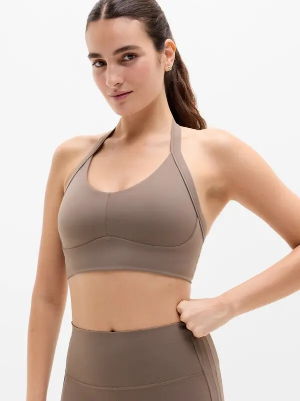 Athleta Revitalize Halter Sports Bra A-c - Umber